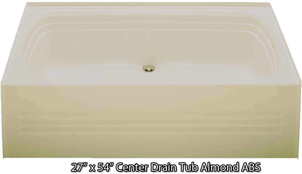 Kinro 27inX54in Mobile Home Tub W/ Center Drain -Almond – Star Supply USA